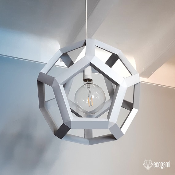 Modern paper lamp shade, printable lampshade HEXA, papercraft Pdf ...