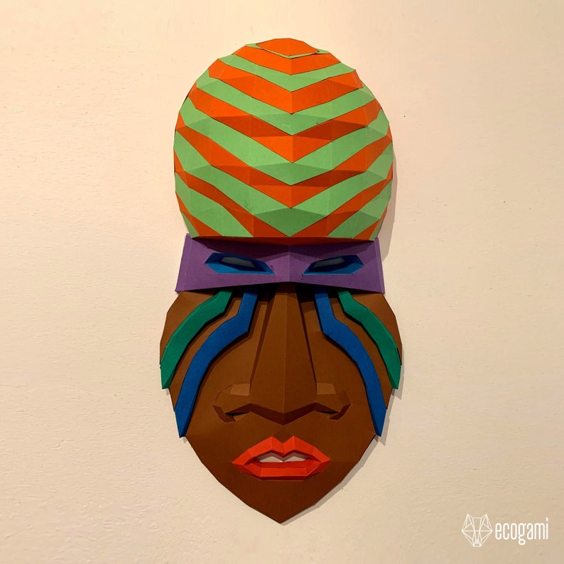 African Mask Papercraft Sculpture, Printable 3D Puzzle, Papercraft Pdf ...
