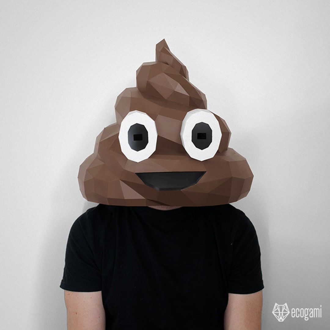 Poop Emoji Paper Face Mask Template, Printable Papercraft Pdf Template ...