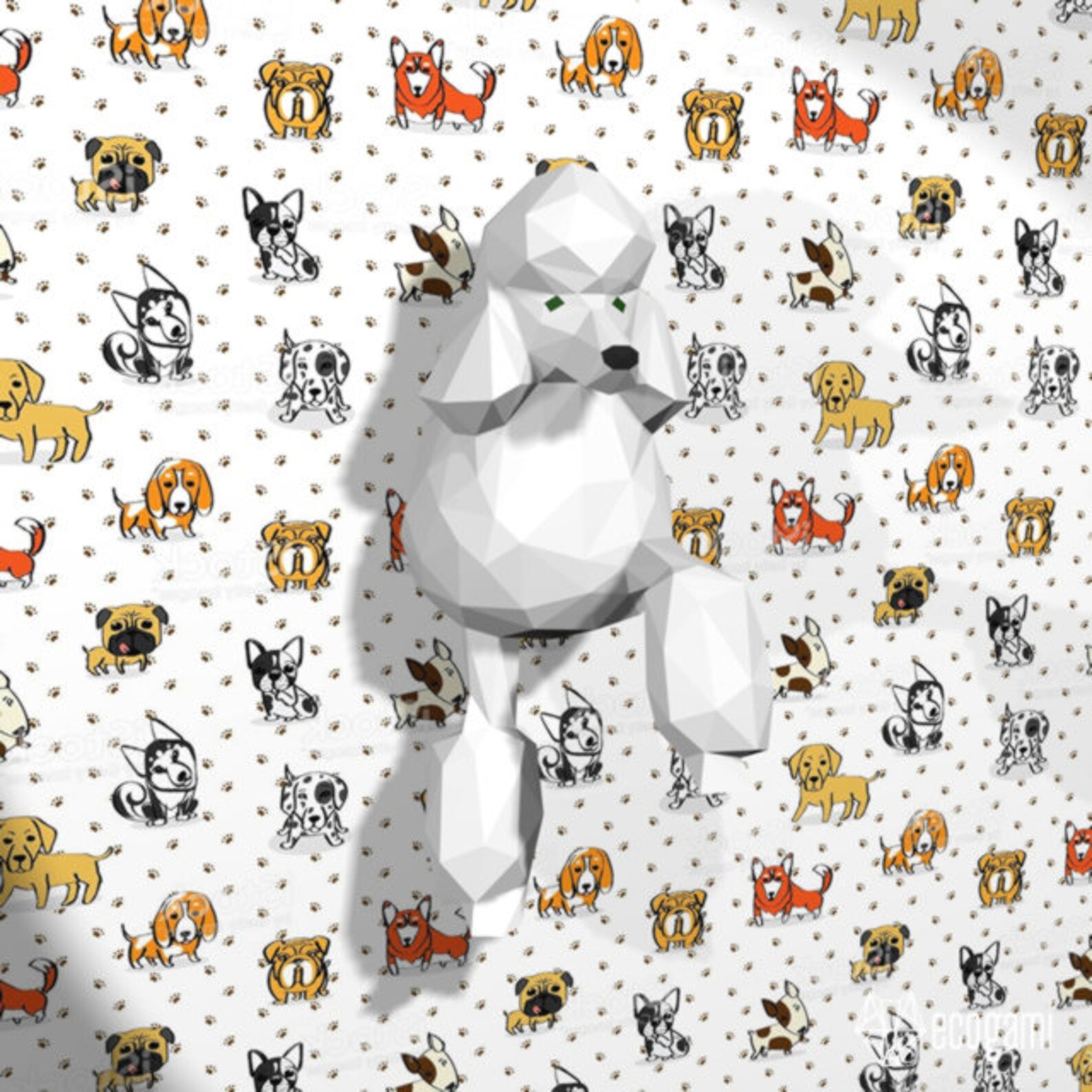 Poodle Papercraft Sculpture, Printable 3D Puzzle, Papercraft Pdf ...