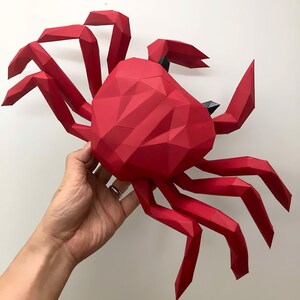 Crab Papercraft PDF, DIY Marine Wall Decor, Low Poly 3D Printable Ocean ...