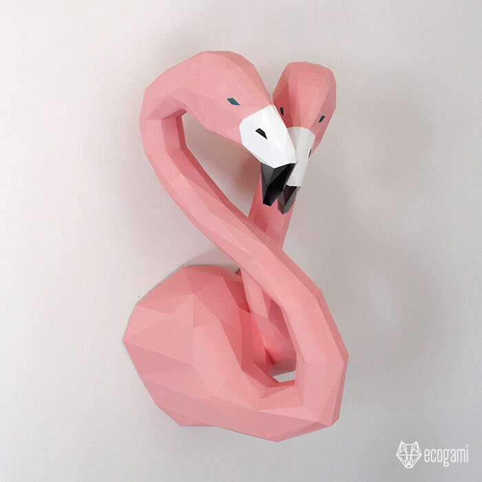 Flamingo Papercraft Template PDF, DIY 3D Paper Flamingo Wall Sculpture ...