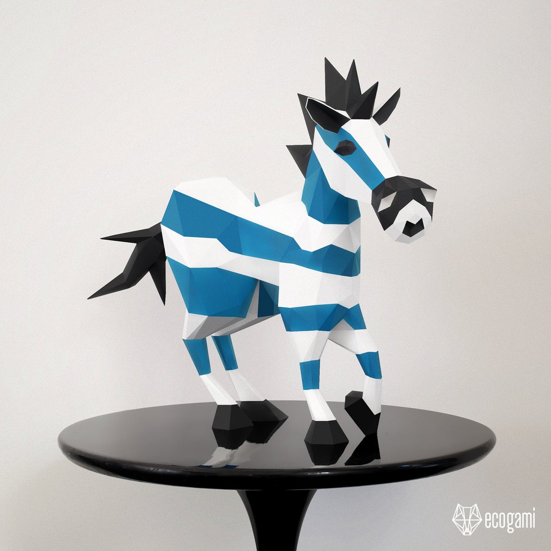 Zebra Papercraft Sculpture, Printable 3D Puzzle, Papercraft Pdf ...