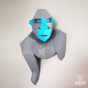 Gorilla Papercraft Sculpture, Printable 3D Puzzle, Papercraft Pdf ...