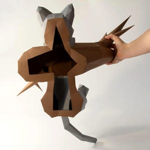 Cat Papercraft Template – DIY Paper Cat Sculpture, Low Poly 3D ...