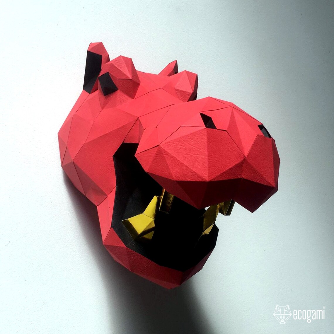 HIPPO HEAD TEMPLATE | Papercraft Hippo Head | 3d Puzzle Hippo Head ...