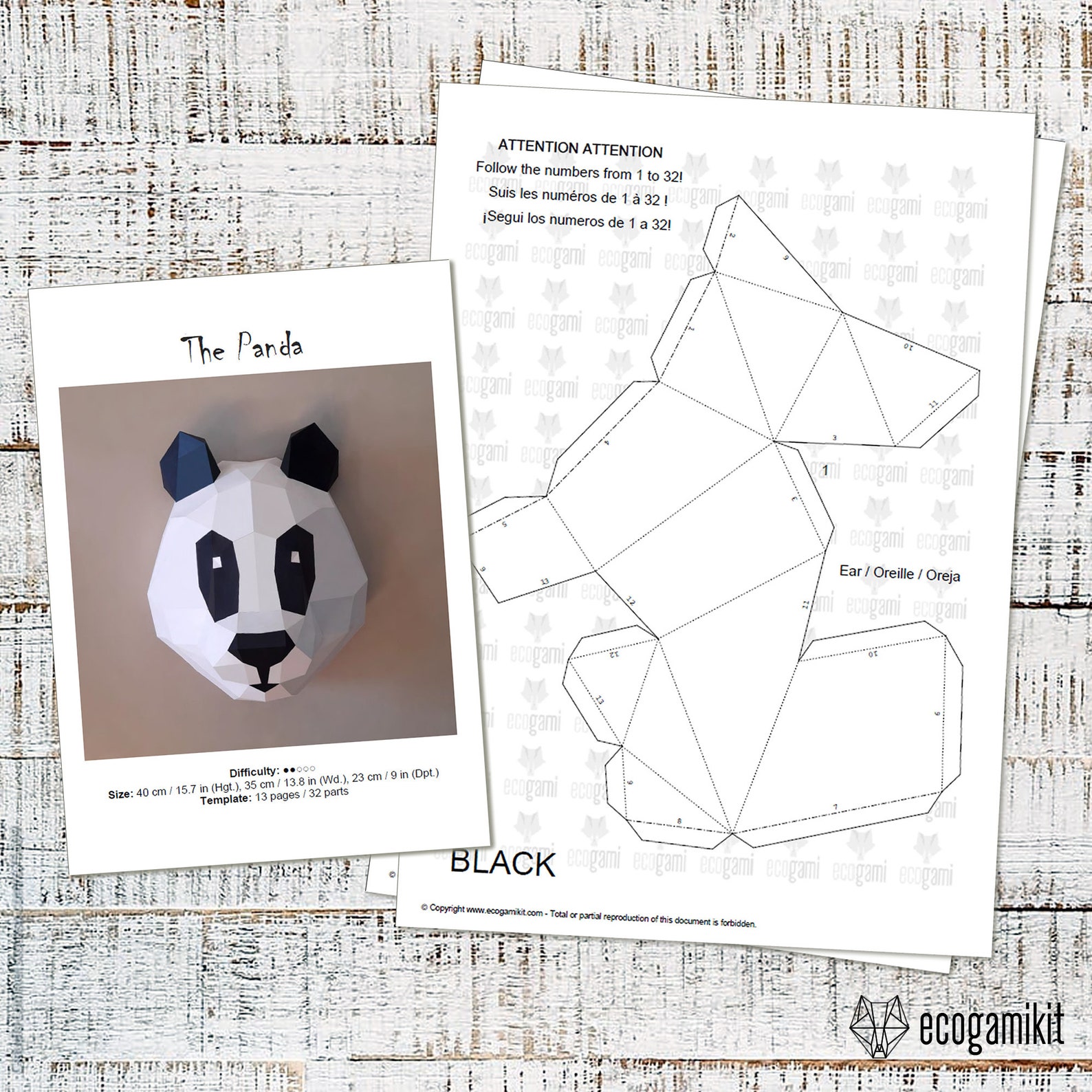 Panda Sculpture Papercraft 3D Craft Kit for Adults Puzzle to - Etsy