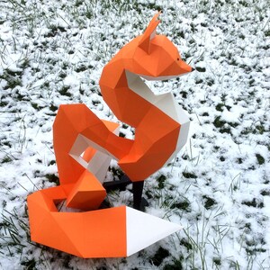 Fox Papercraft Sculpture, Printable 3D Puzzle, Papercraft Pdf Template ...