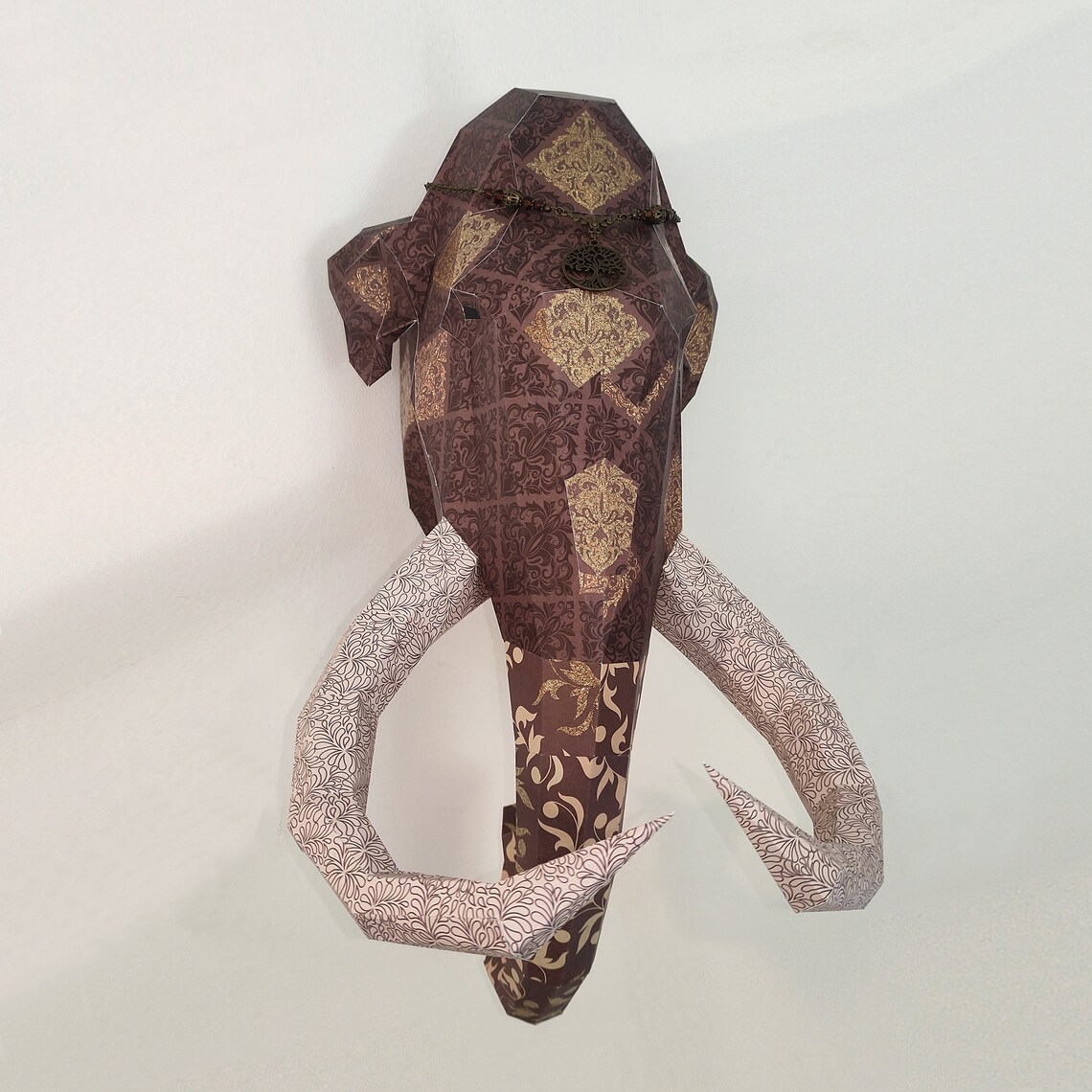Mammoth Papercraft PDF, DIY Animal Head Wall Trophy, Low Poly 3D ...