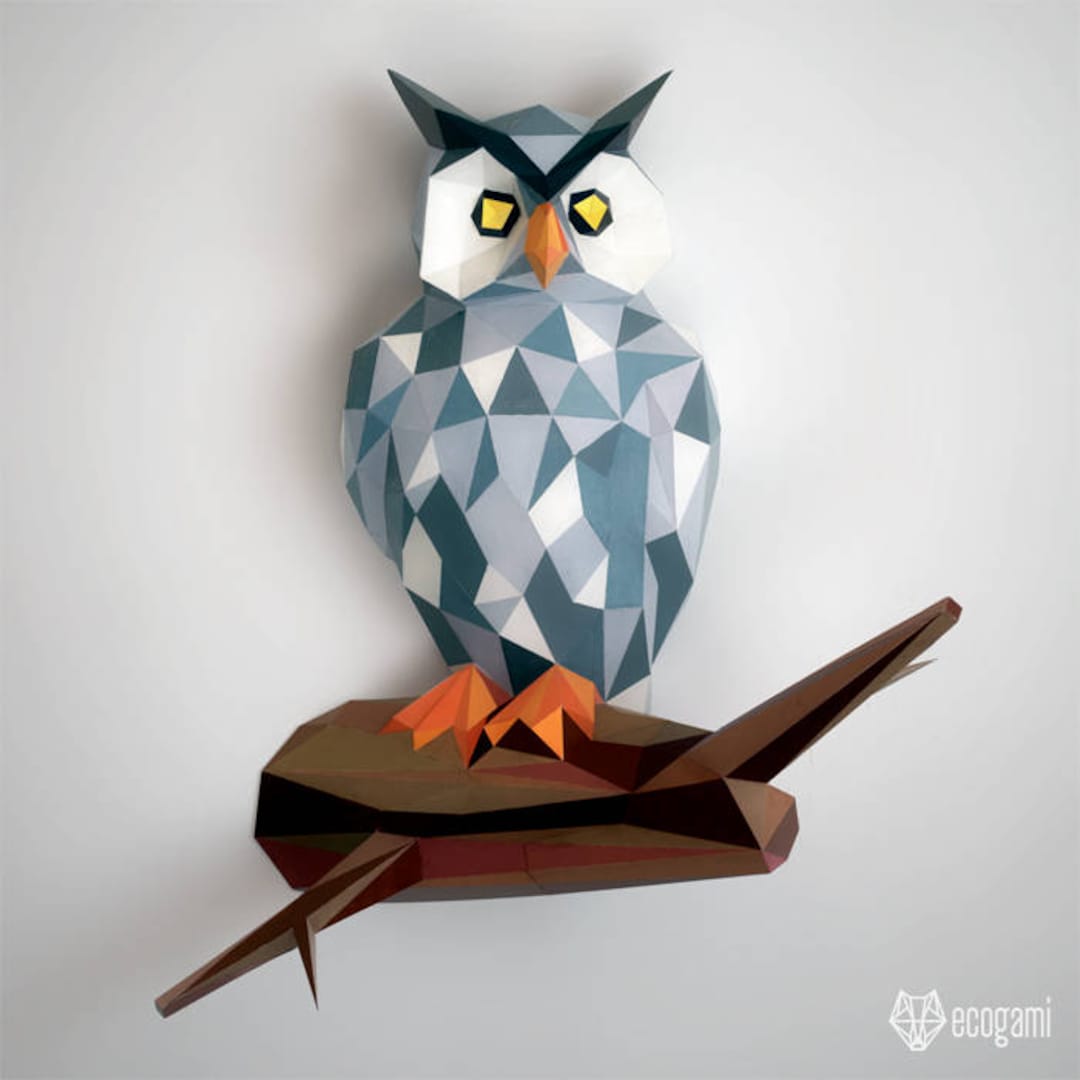 Owl Papercraft Sculpture, Printable 3D Puzzle, Papercraft Pdf Template ...