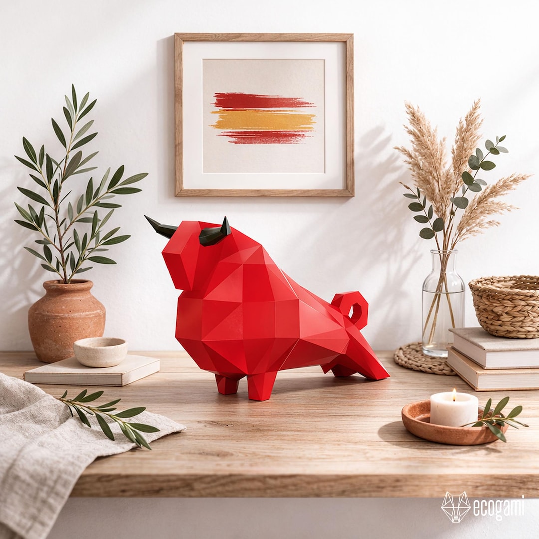 Bull Papercraft Kit, DIY Paper Sculpture, Low Poly 3D Puzzle Craft Kit ...