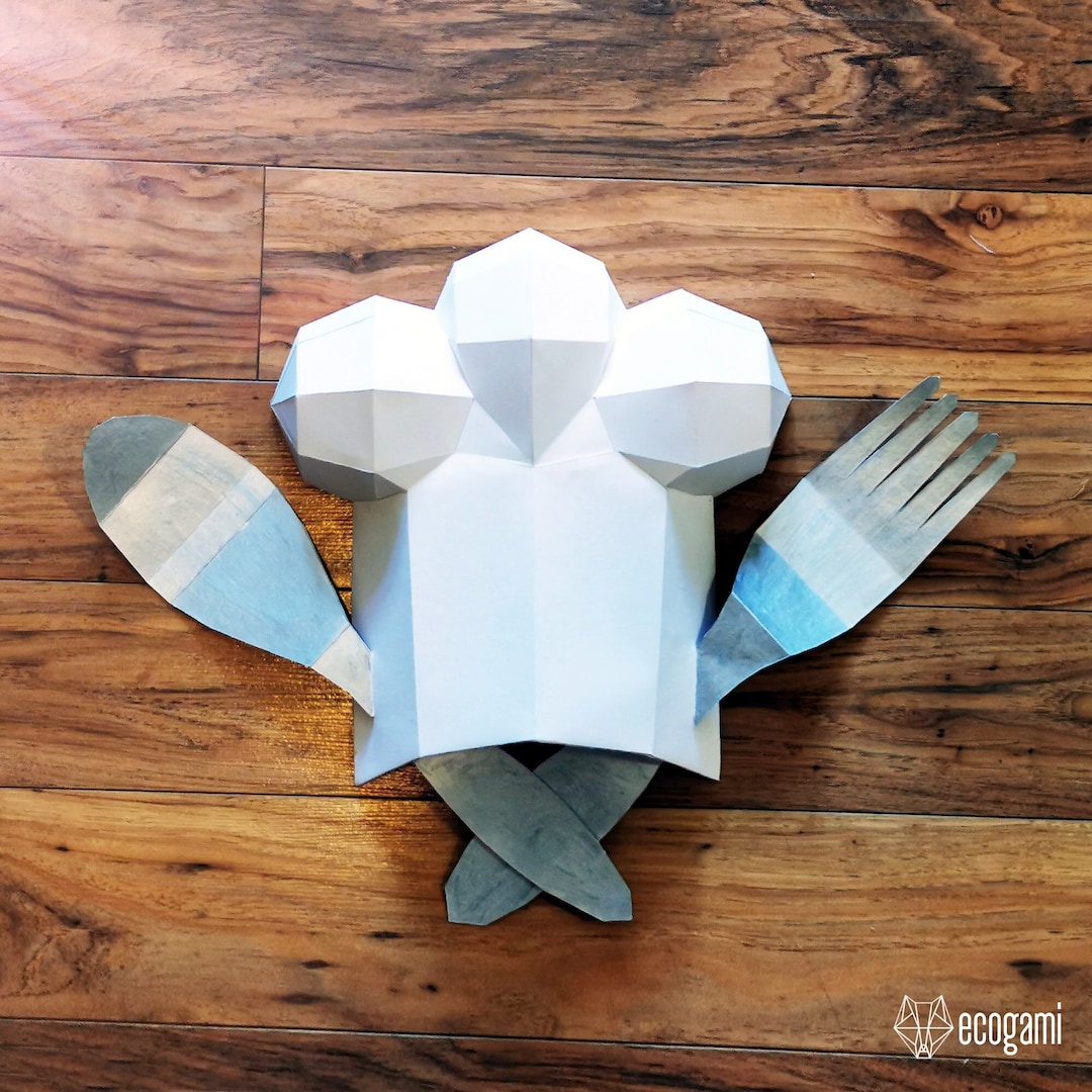 Chef Hat Papercraft Sculpture, Printable 3D Puzzle, Papercraft Pdf ...