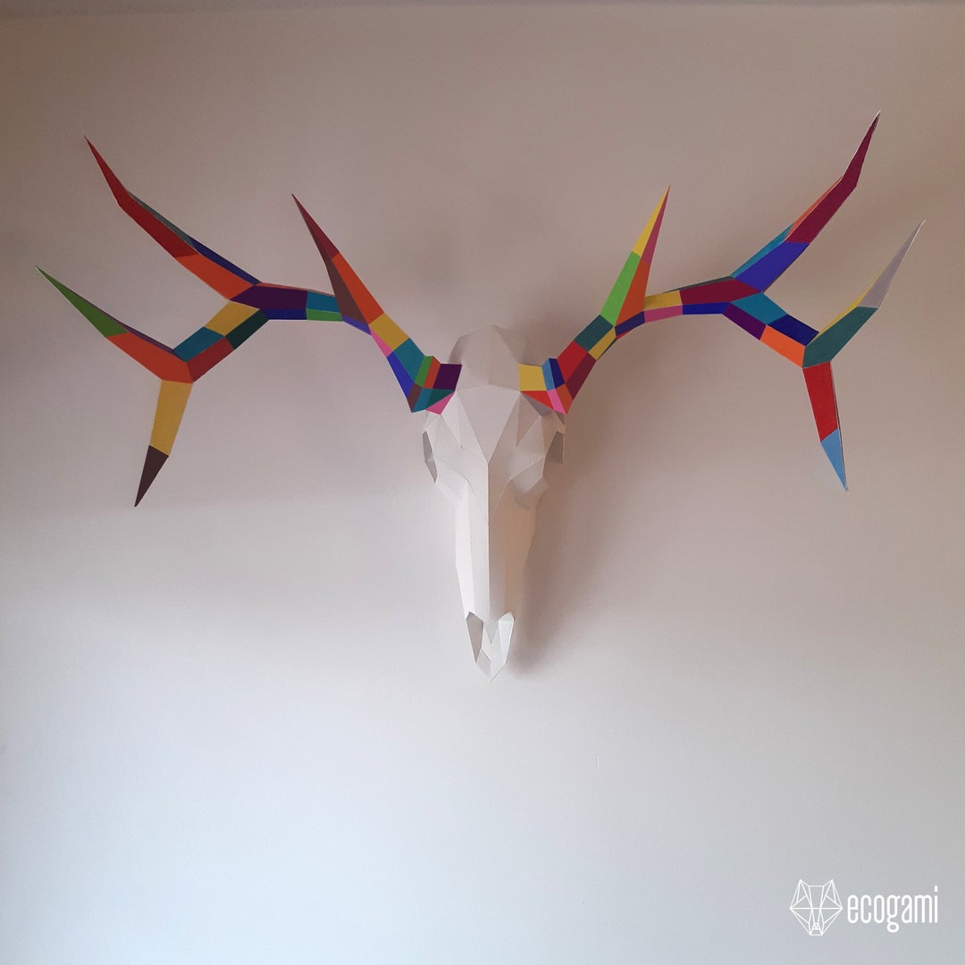 Deer Skull Papercraft Trophy, Printable 3D Sculpture, Papercraft Pdf ...