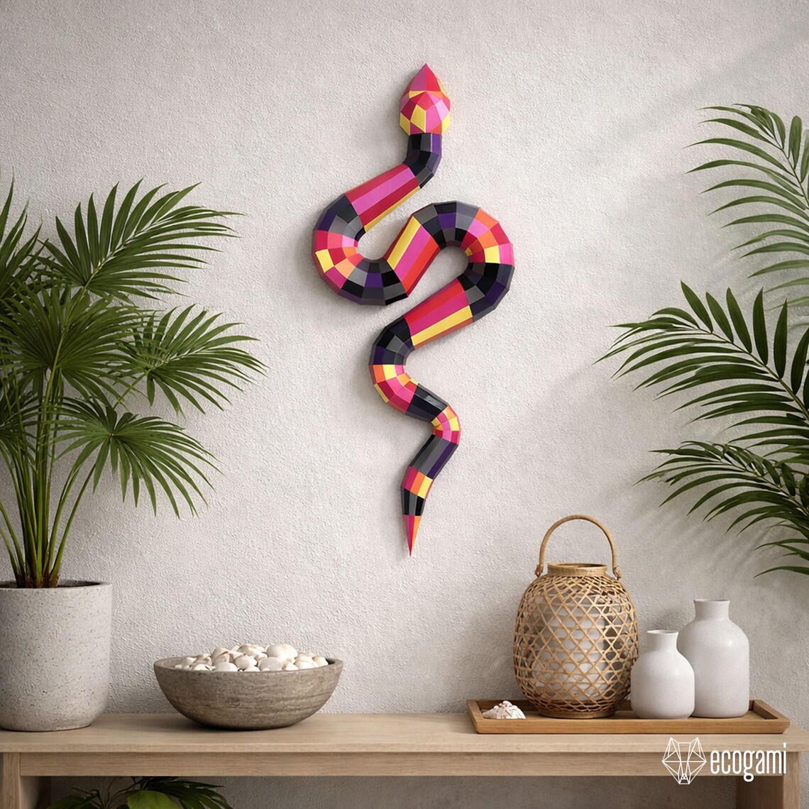 Snake Papercraft Kit, DIY Animal Wall Decor, Low Poly 3D Puzzle Craft ...