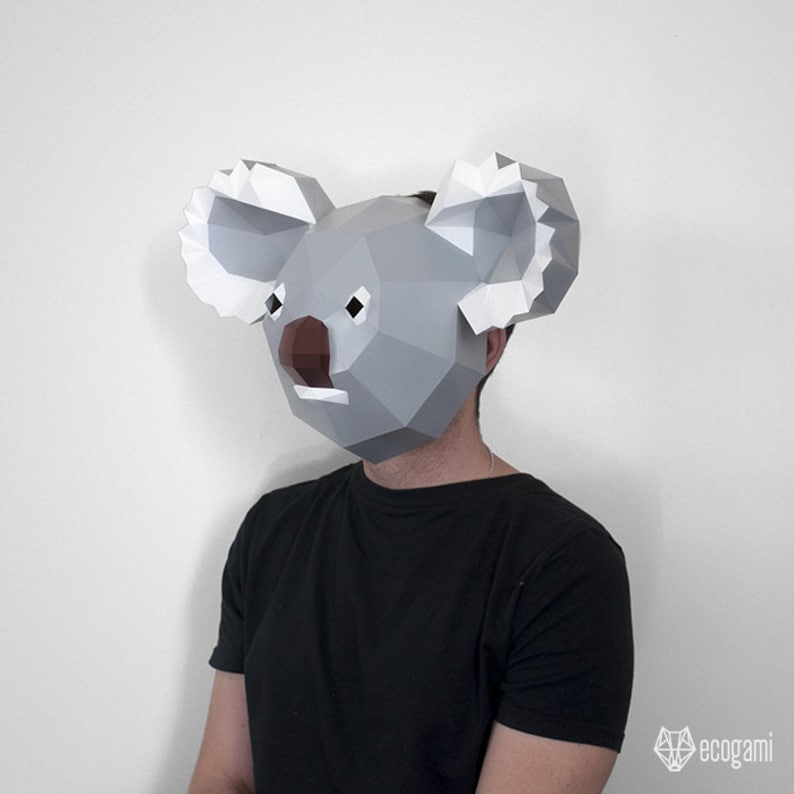 Koala Paper Face Mask Template Printable Papercraft Pdf - Etsy