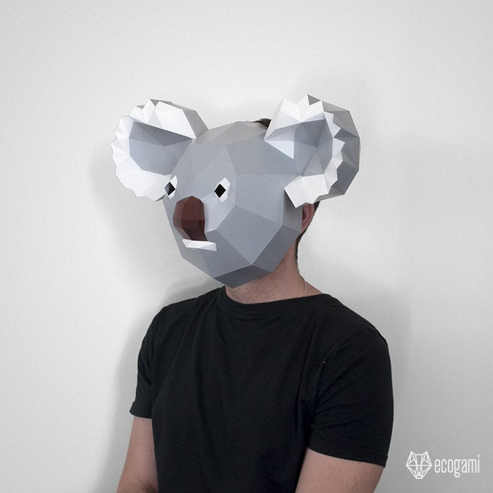 Koala Paper Face Mask Template Printable Papercraft Pdf - Etsy