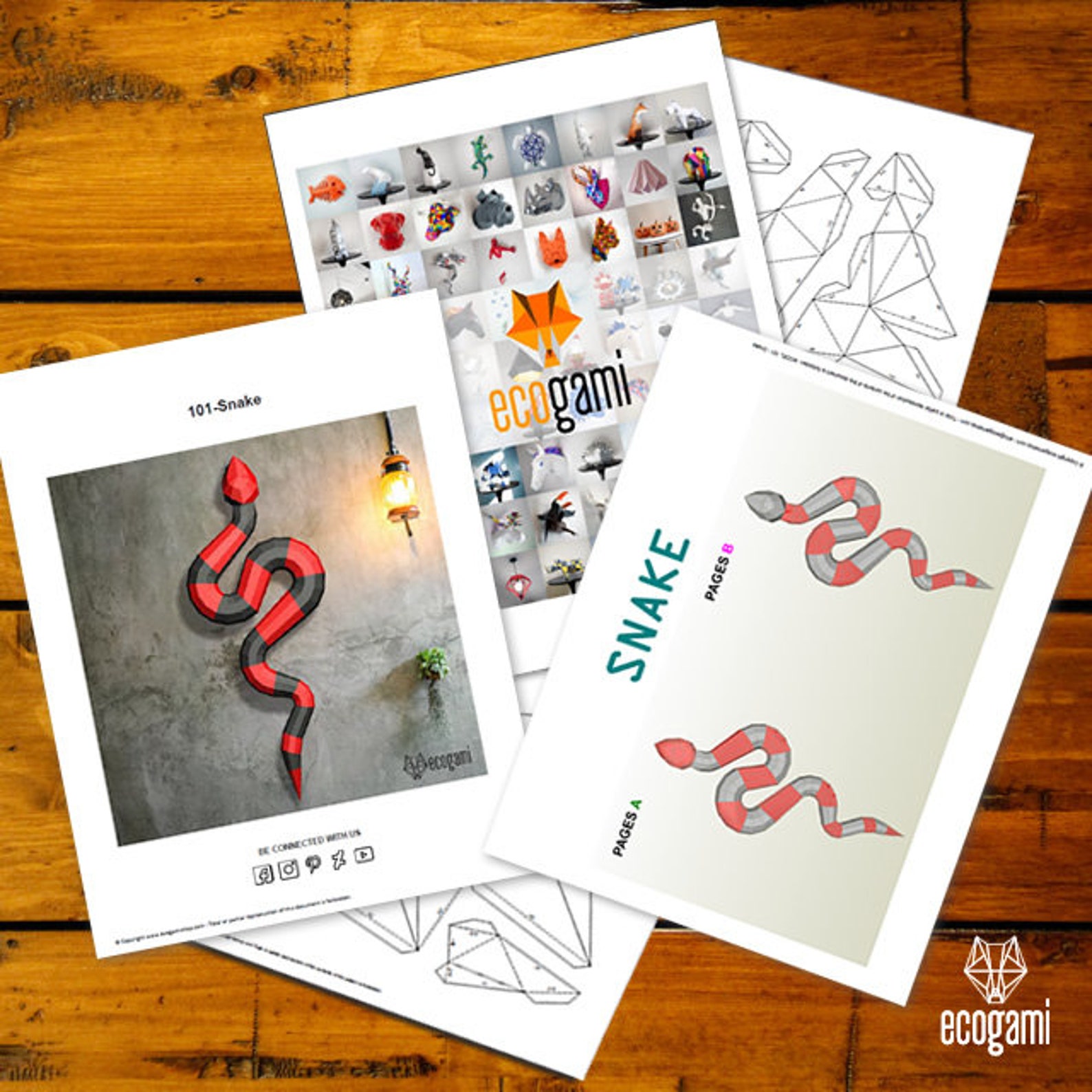 Snake Papercraft Sculpture, Printable 3D Puzzle, Papercraft Pdf ...