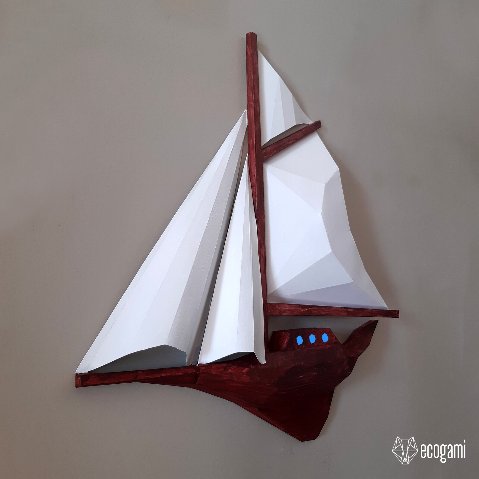 Sailboat Papercraft Wall Art Printable 3D Puzzle Papercraft | Etsy