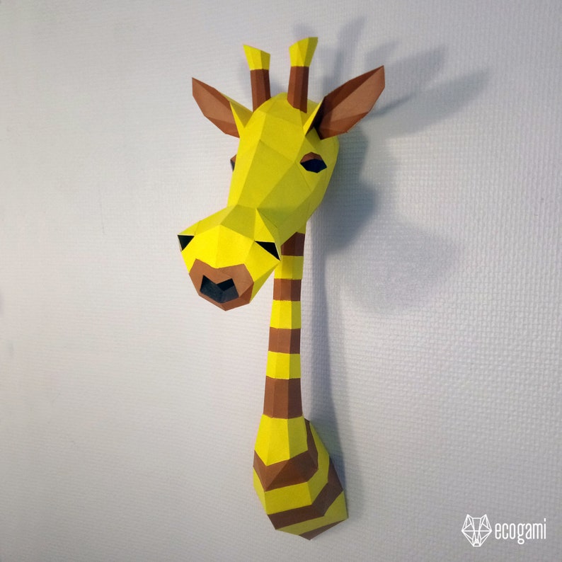 Giraffe Trophy Papercraft Sculpture Printable 3D Puzzle | Etsy