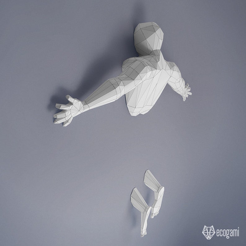 Falling Man Papercraft Sculpture, Printable 3D Puzzle, Papercraft Pdf ...