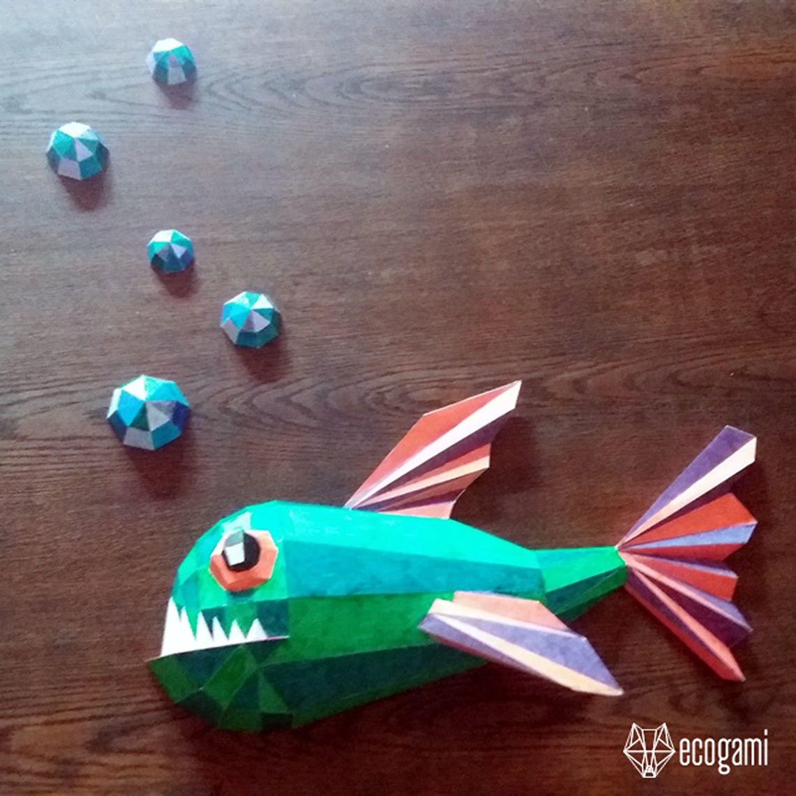 Bubble Fish Papercraft Trophy Printable 3D Puzzle Papercraft - Etsy