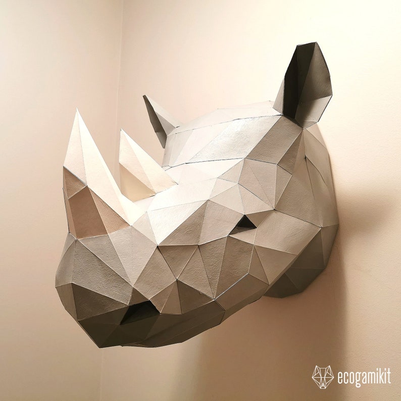 Rhino Sculpture Papercraft 3D Craft Kit for Adults Puzzle to - Etsy