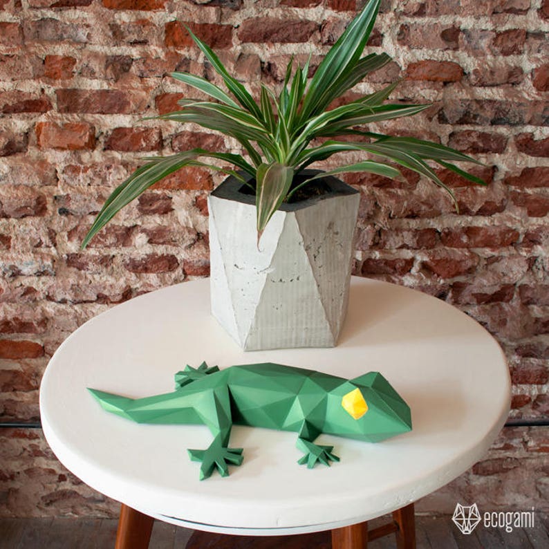 Lizard Papercraft PDF, DIY Reptile Wall Decor, Low Poly 3D Printable ...