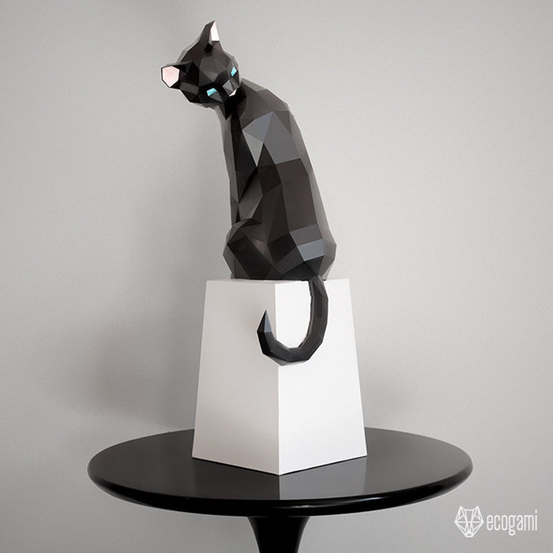 Grooming Cat Papercraft Sculpture, Printable 3D Puzzle, Papercraft Pdf ...