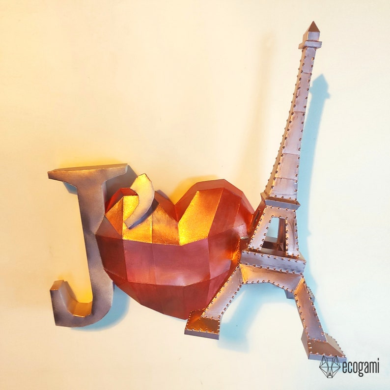 I Love Paris Papercraft Sculpture Printable 3D Puzzle | Etsy