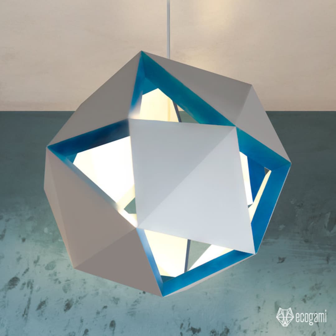 Modern Hanging Paper Lamp Shade, Printable Lampshade GEO, Papercraft ...