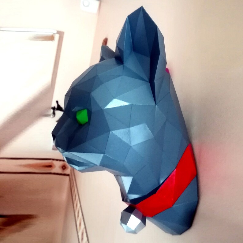 Cat Head Papercraft Sculpture, Printable 3D Puzzle, Papercraft Pdf ...