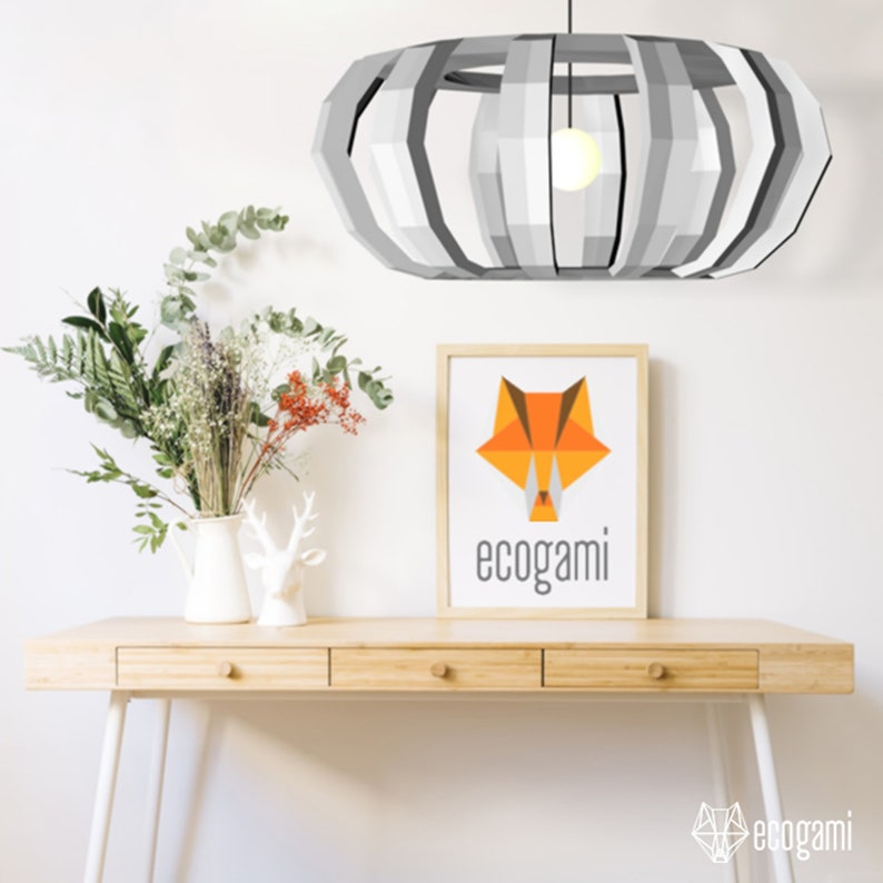 Round Paper Lamp Shade Printable Lampshade ECO Papercraft | Etsy