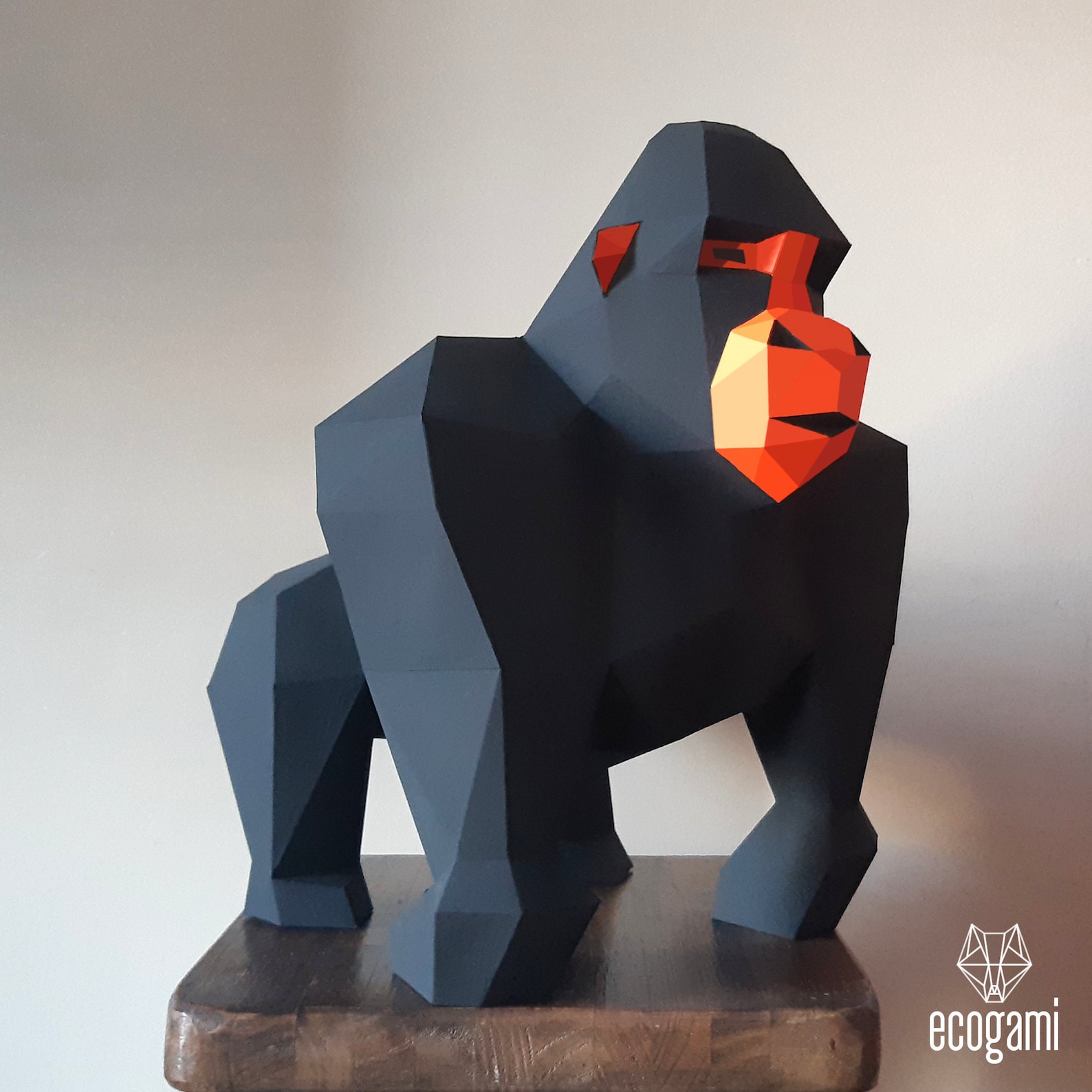 Gorilla Papercraft Template PDF, DIY 3D Paper Gorilla Sculpture, Low ...