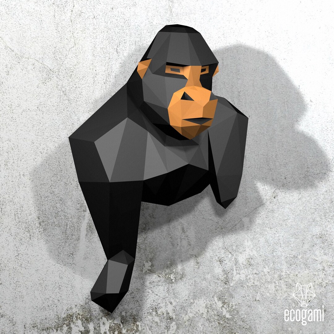 Gorilla Papercraft Sculpture, Printable 3D Puzzle, Papercraft Pdf ...