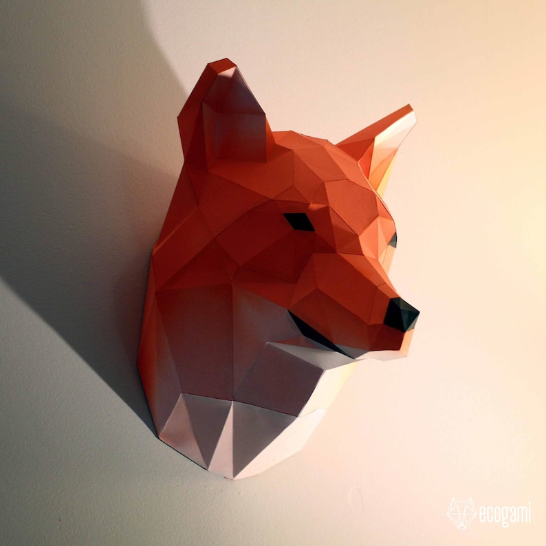 Fox Head Papercraft Sculpture Printable 3D Puzzle Papercraft - Etsy