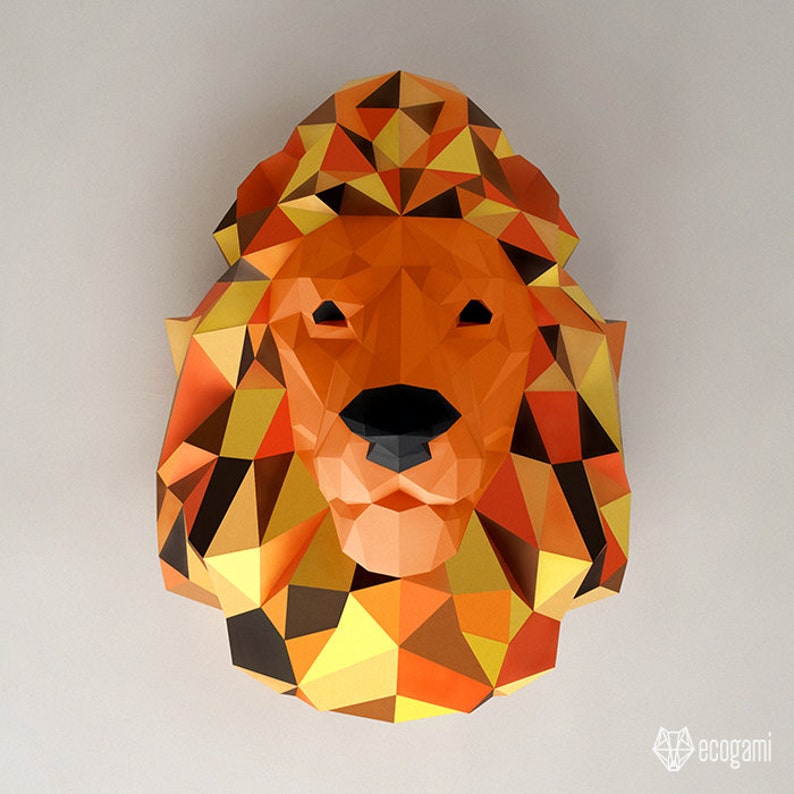 Lion Head Papercraft Sculpture Printable 3D Puzzle - Etsy Canada