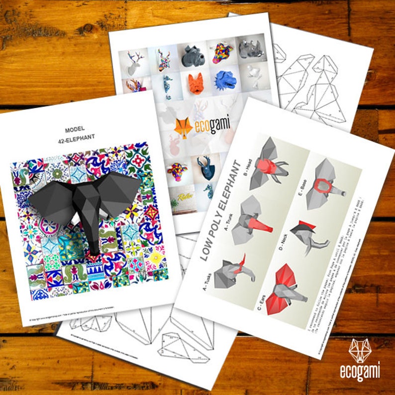 Elephant Papercraft Sculpture Printable 3D Puzzle Papercraft - Etsy