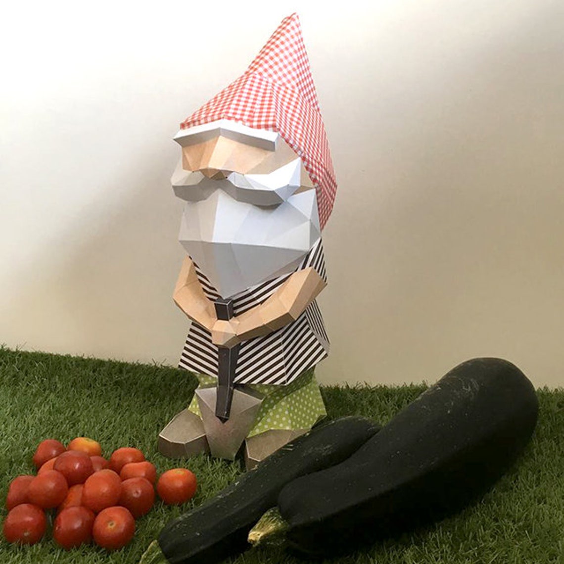 Garden Gnome Papercraft Template PDF, DIY 3D Paper Gnome Sculpture, Low ...