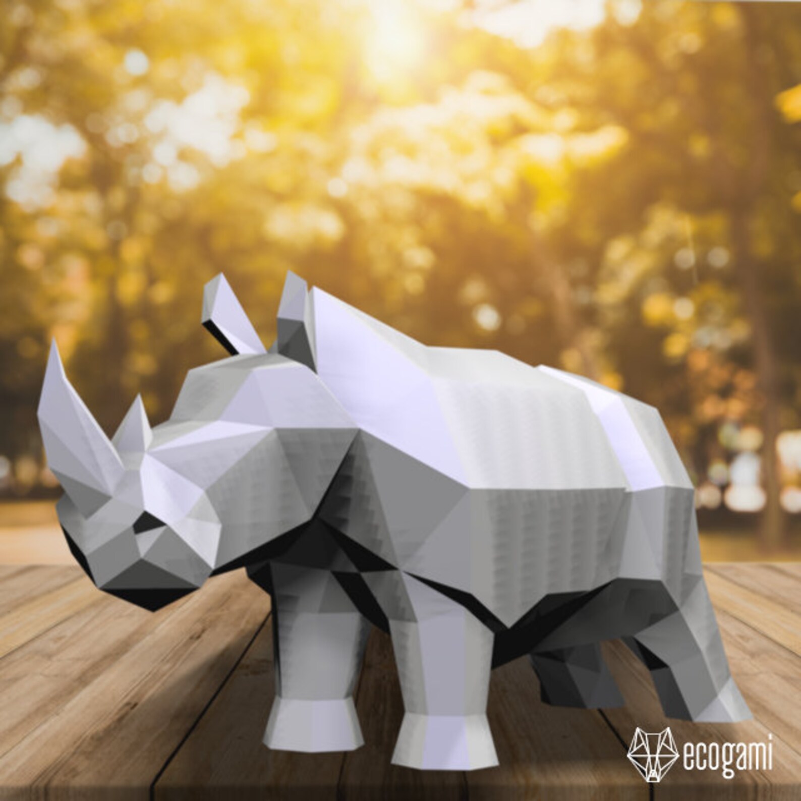 Rhino Paper Sculpture, Printable Papercraft Puzzle, 3D Papercraft Pdf ...