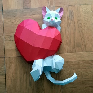 Cat Papercraft Sculpture, Printable 3D Puzzle, Papercraft Pdf Template ...