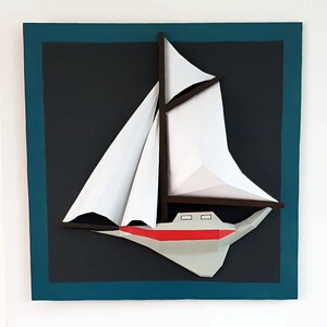 Sailboat Papercraft PDF, DIY Marine Wall Decor, Low Poly 3D Printable ...