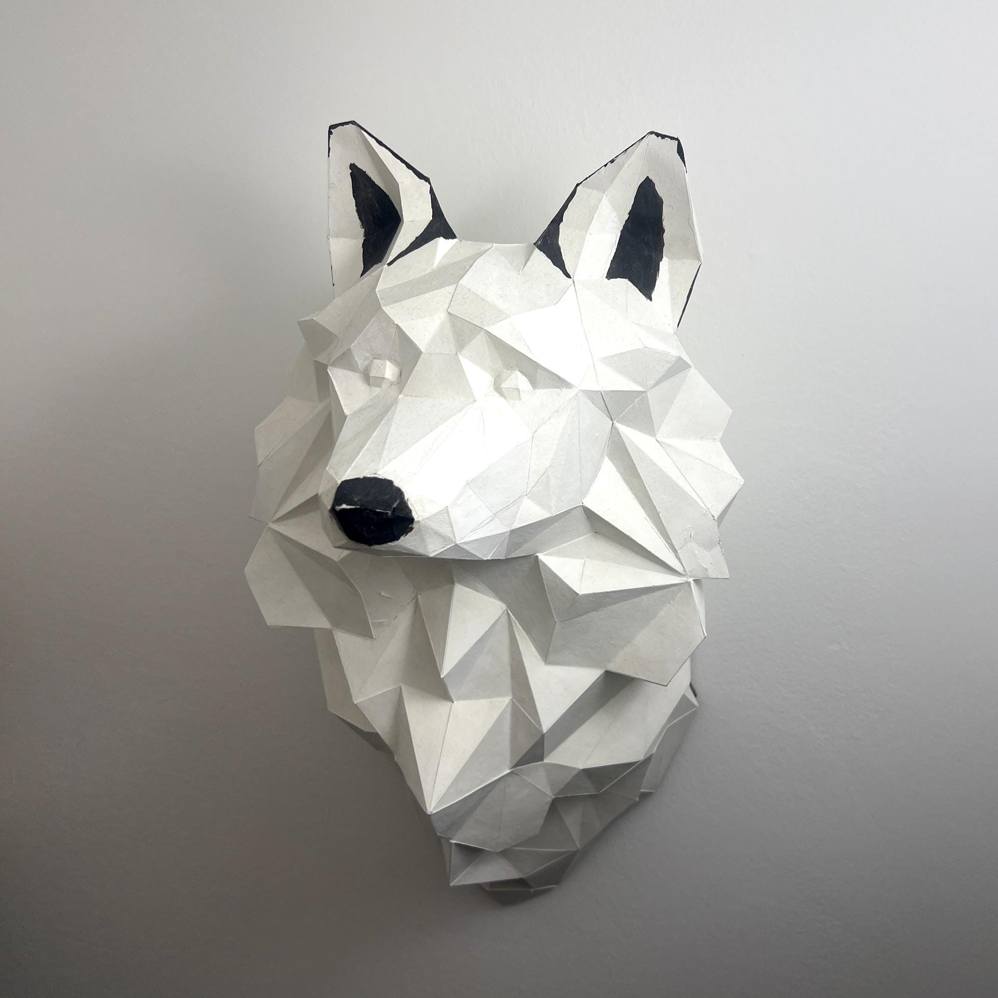 Wolf Papercraft PDF, DIY Animal Head Wall Trophy, Low Poly 3D Printable ...