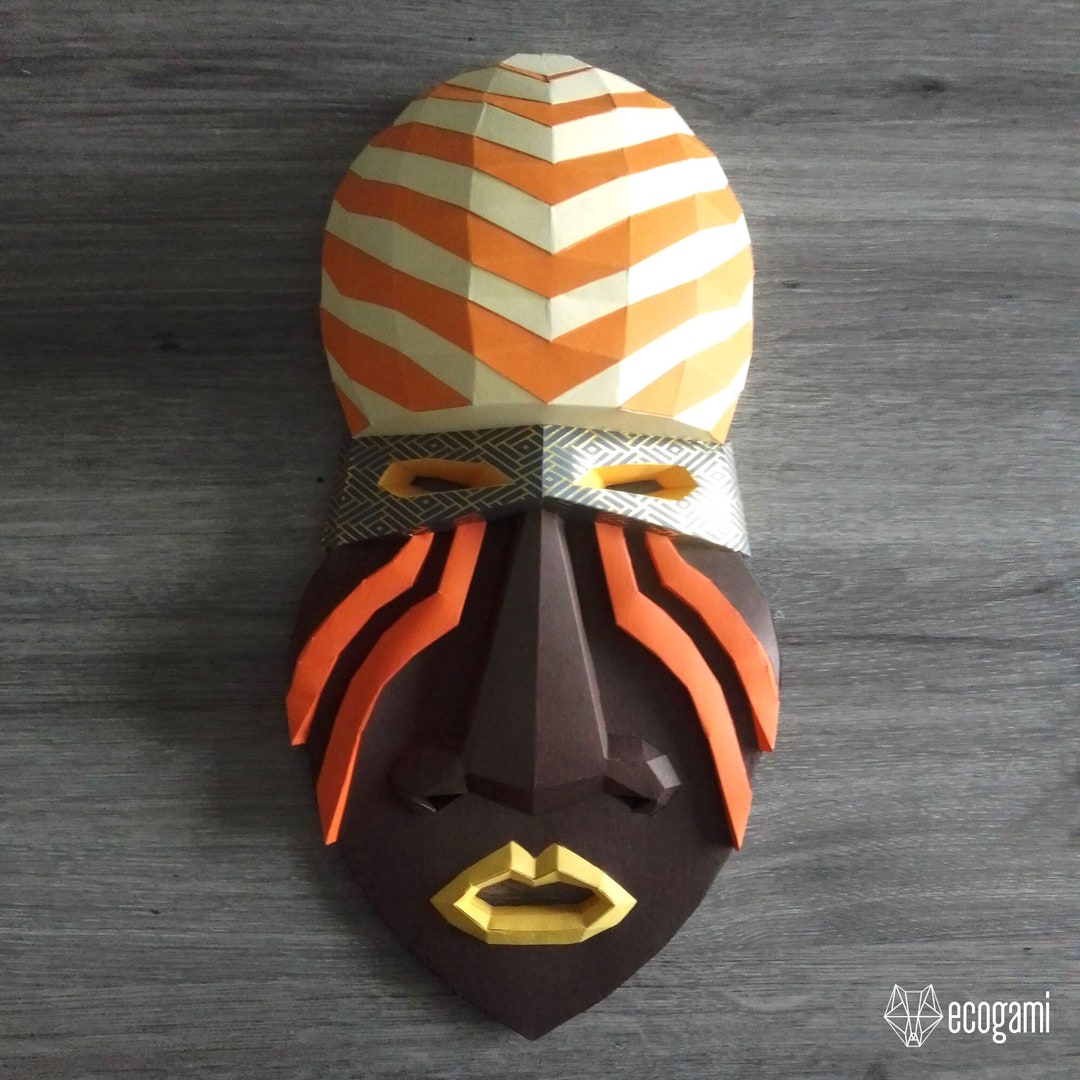 African Mask Papercraft Sculpture, Printable 3D Puzzle, Papercraft Pdf ...