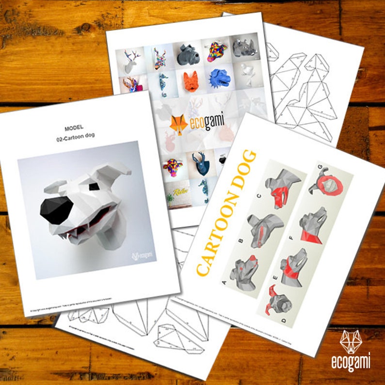 Dog Head Papercraft Sculpture Printable 3D Puzzle Papercraft - Etsy