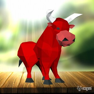 Bull Papercraft Sculpture, Printable 3D Puzzle, Papercraft Pdf Template ...