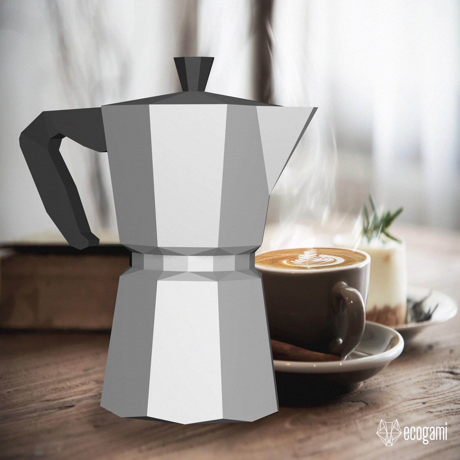 Moka Pot, Italian Coffee Maker Papercraft Sculpture, Printable 3D ...