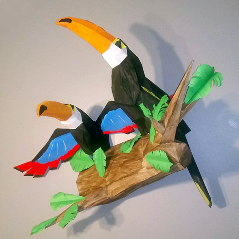 Toucan papercraft sculpture printable 3D puzzle papercraft | Etsy