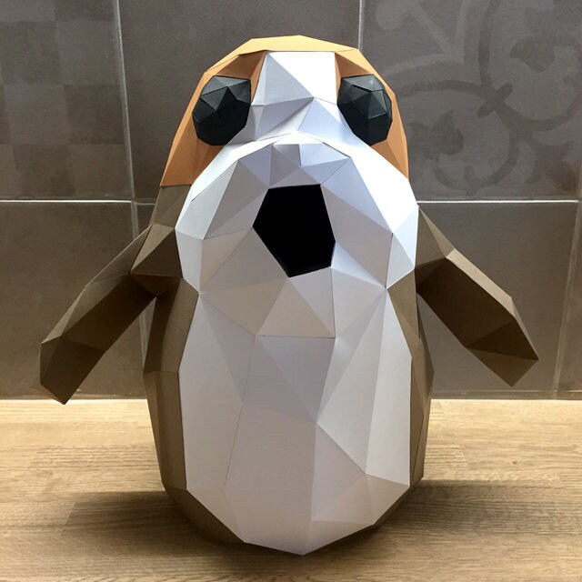 Star Wars Porg Papercraft Sculpture, Printable 3D Puzzle, Papercraft ...
