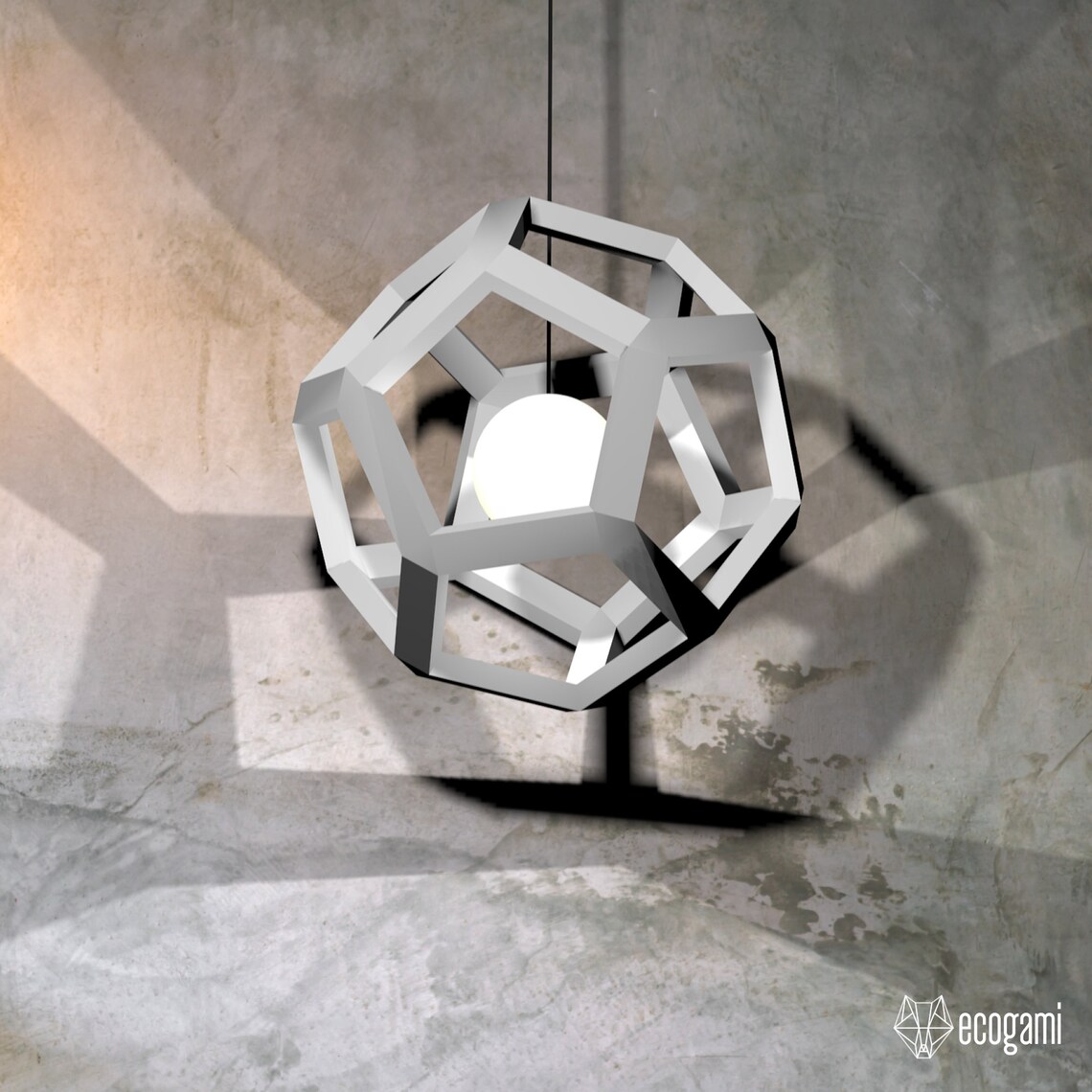 Modern Paper Lamp Shade Printable Lampshade HEXA Papercraft - Etsy