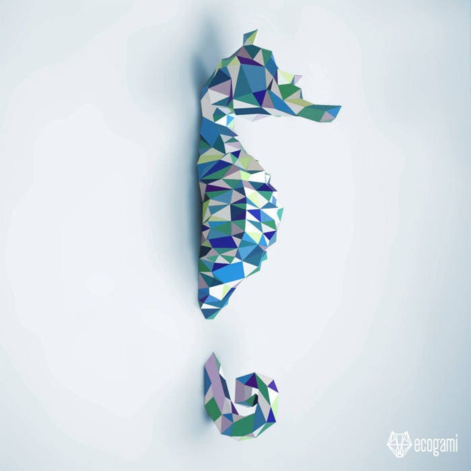Seahorse Papercraft Sculpture, Printable 3D Puzzle, Papercraft Pdf ...